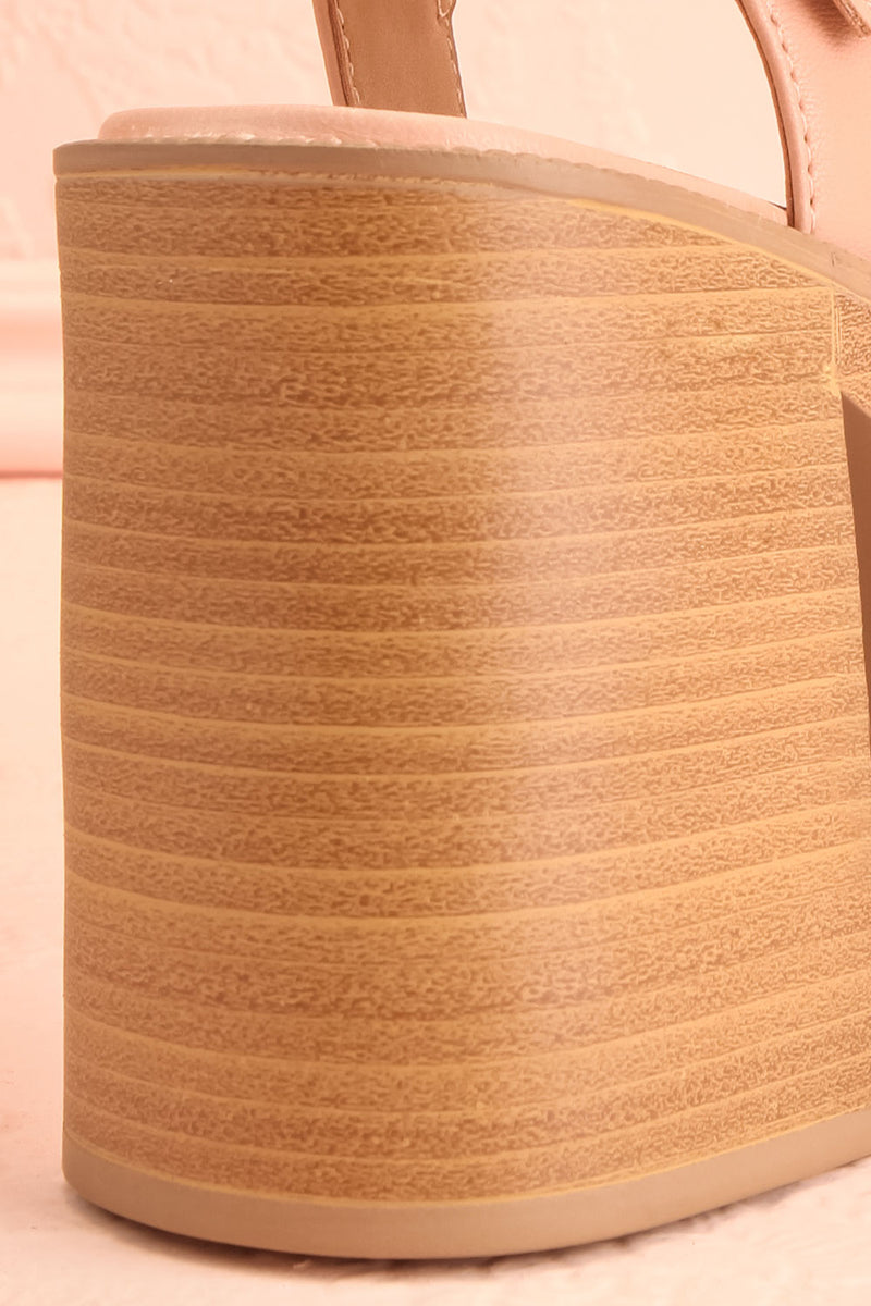 Turbo Beige Heeled Wooden Platform Sandals | Boutique 1861