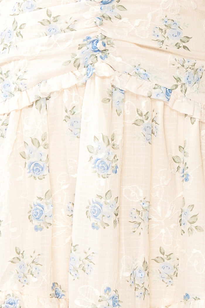 Ursula Long White Dress w/ Vintage Floral Motif | Boutique 1861