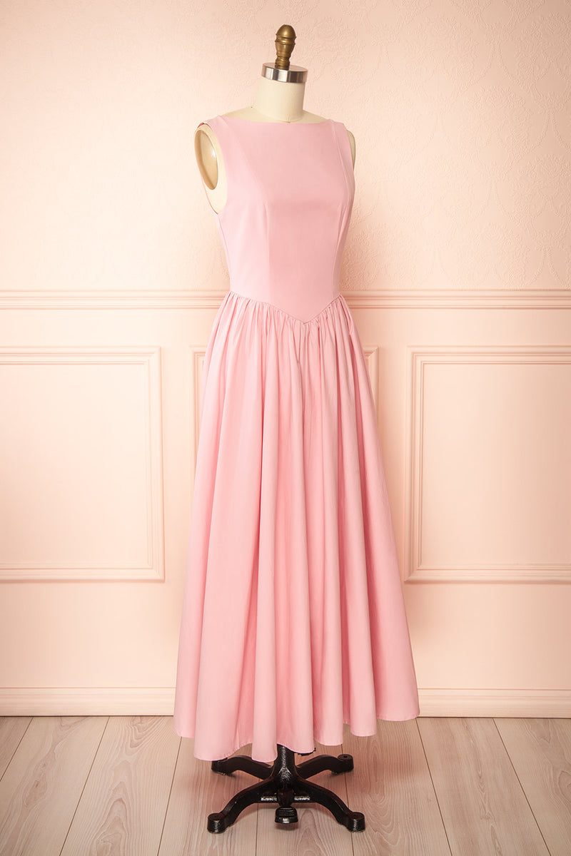 Yuma Pink Maxi Dress w/ Scooped Back | Boutique 1861