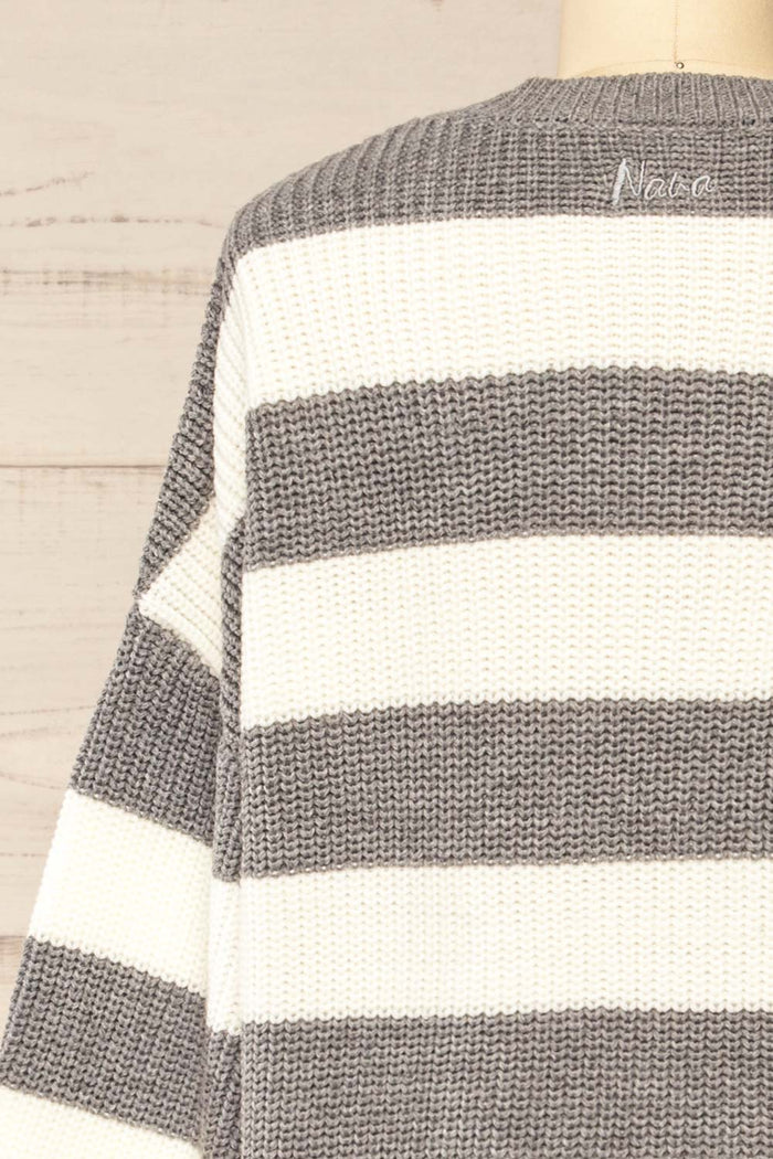 Zario Grey Stripped Oversized Knit Sweater | La petite garçonne