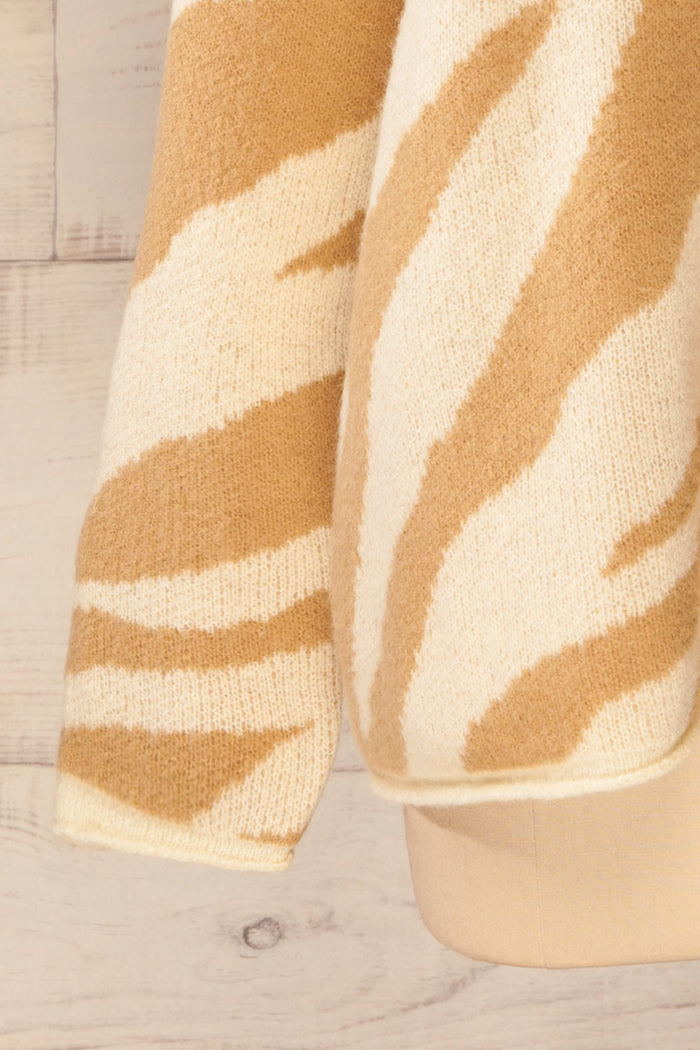 Athena Camel Zebra Print Turtleneck Sweater | La petite garçonne