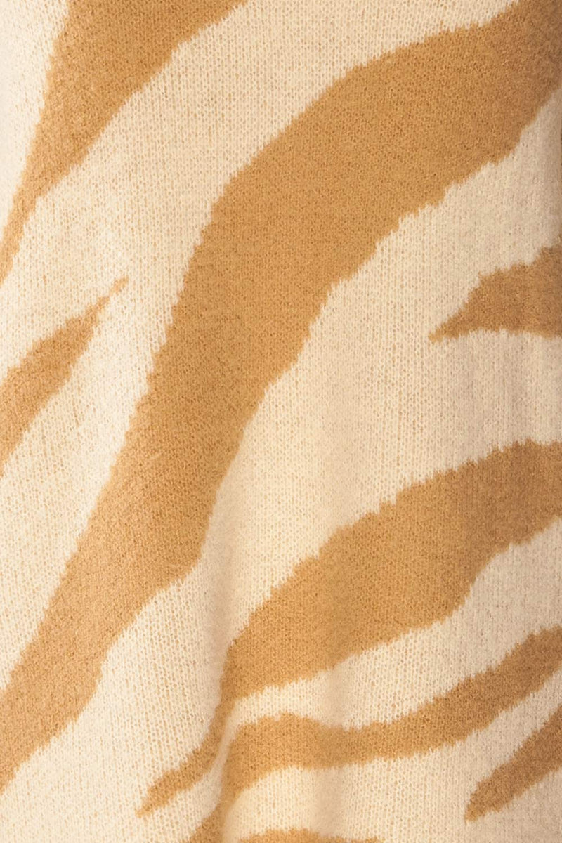 Athena Camel Zebra Print Turtleneck Sweater | La petite garçonne
