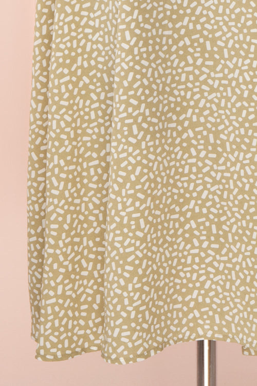 Audesse Green Patterned Puffy Sleeve Midi Dress | Boutique 1861