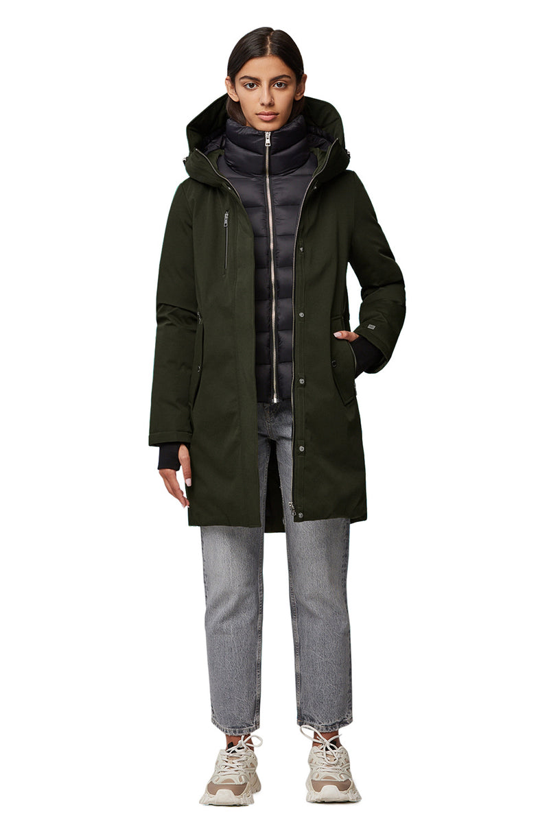 Bilena Khaki Mid-Length Down Coat by Soia & Kyo | La petite garçonne