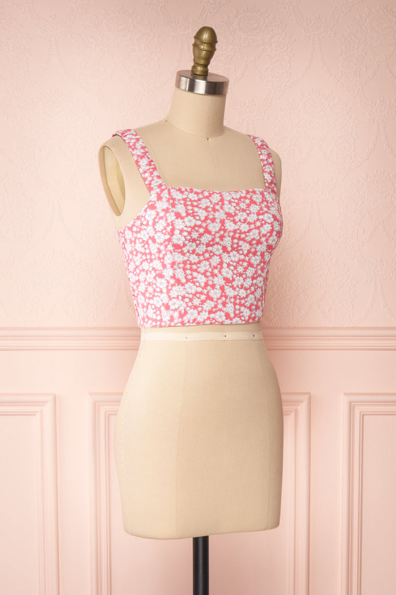 Bahuli Pink & White Floral Crop Top | Boutique 1861