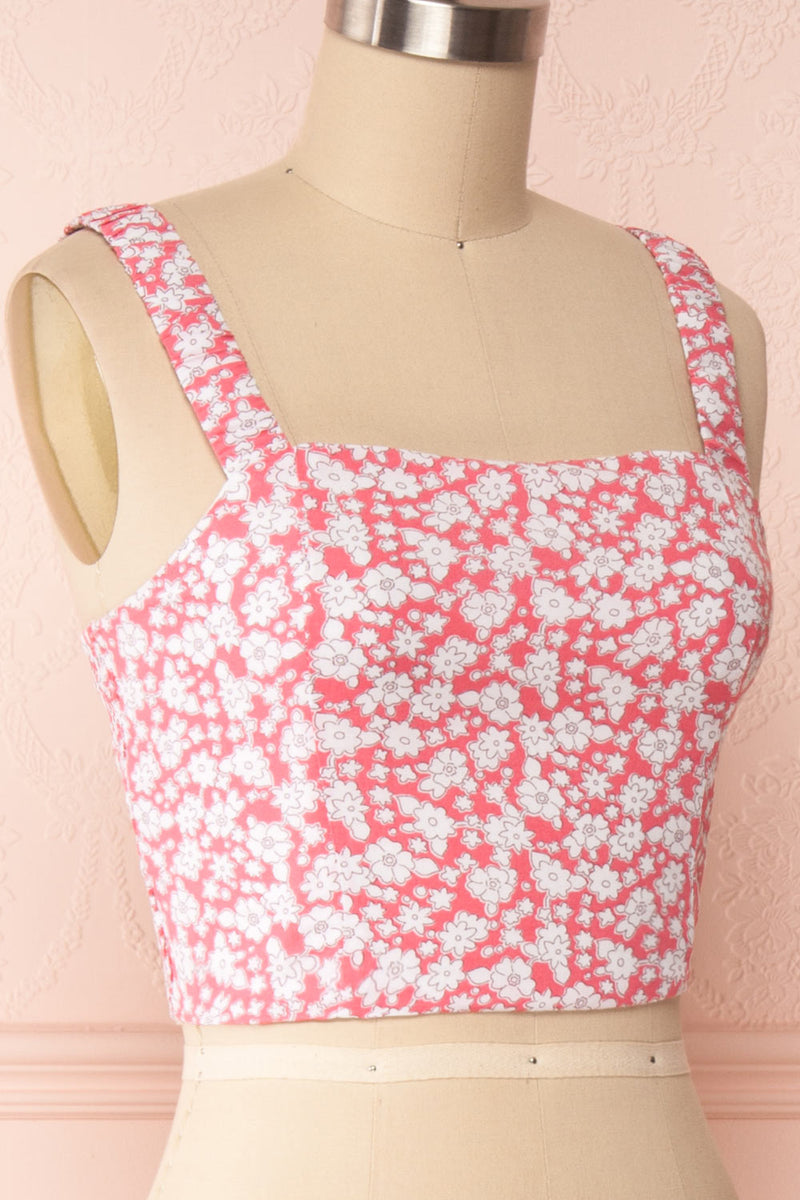 Bahuli Pink & White Floral Crop Top | Boutique 1861