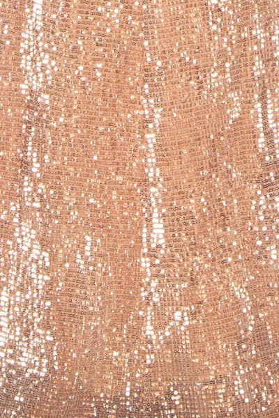 Barabal Rosegold Sequin V Neck Open Back Mermaid Gown | Boutique 1861