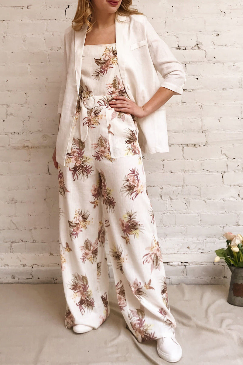 Jagienka White Floral Wide Leg Jumpsuit | La petite garçonne