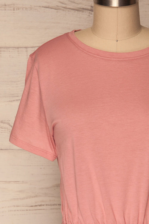 Buk Rose Pink Cropped T-Shirt w Elastic Waist | La Petite Garçonne