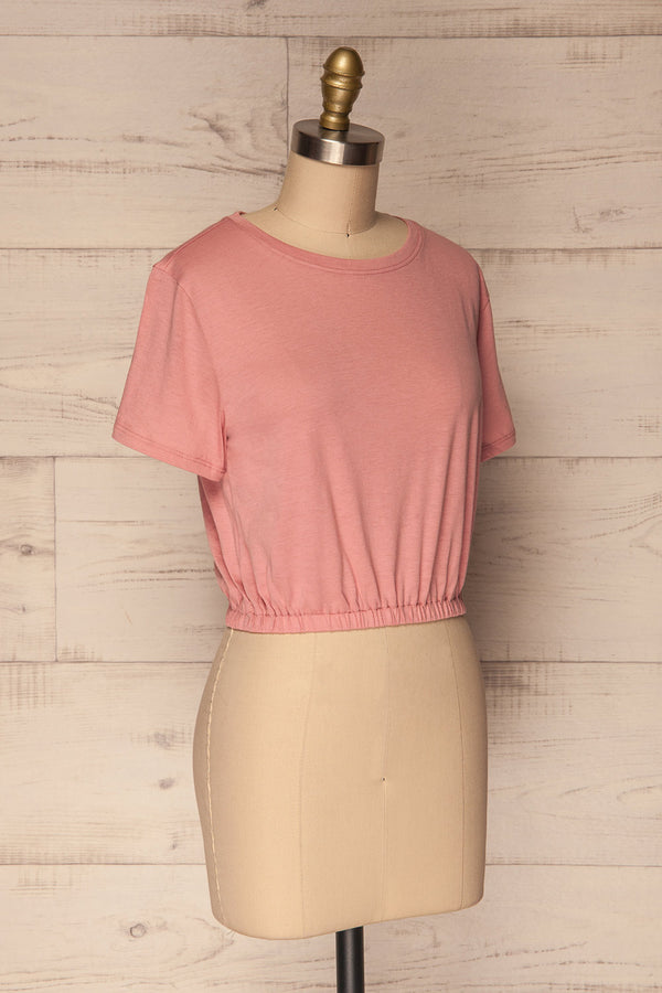 Buk Rose Pink Cropped T-Shirt w Elastic Waist | La Petite Garçonne