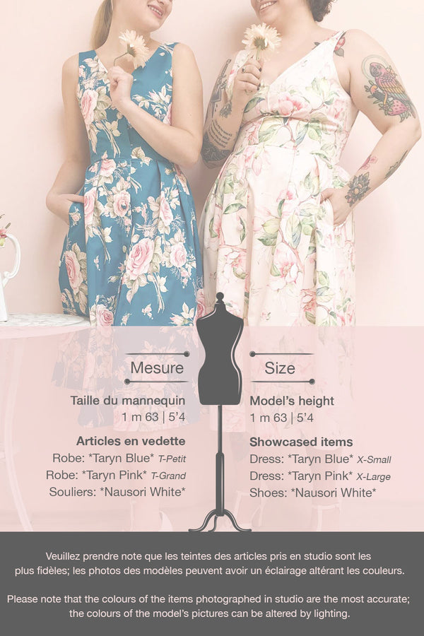 Taryn Blue Floral Print A-Line Midi Dress | Boutique 1861