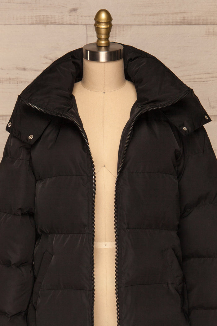 Giada Black Hooded Quilted Parka | La Petite Garçonne