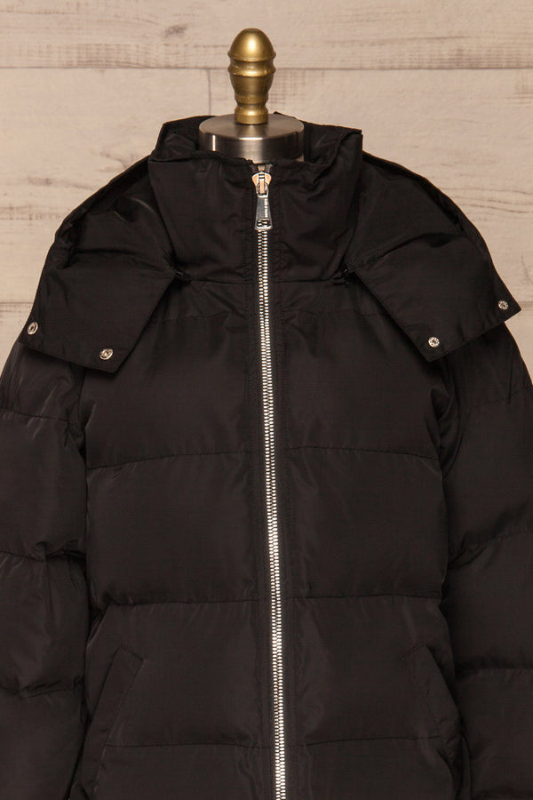 Giada Black Hooded Quilted Parka | La Petite Garçonne