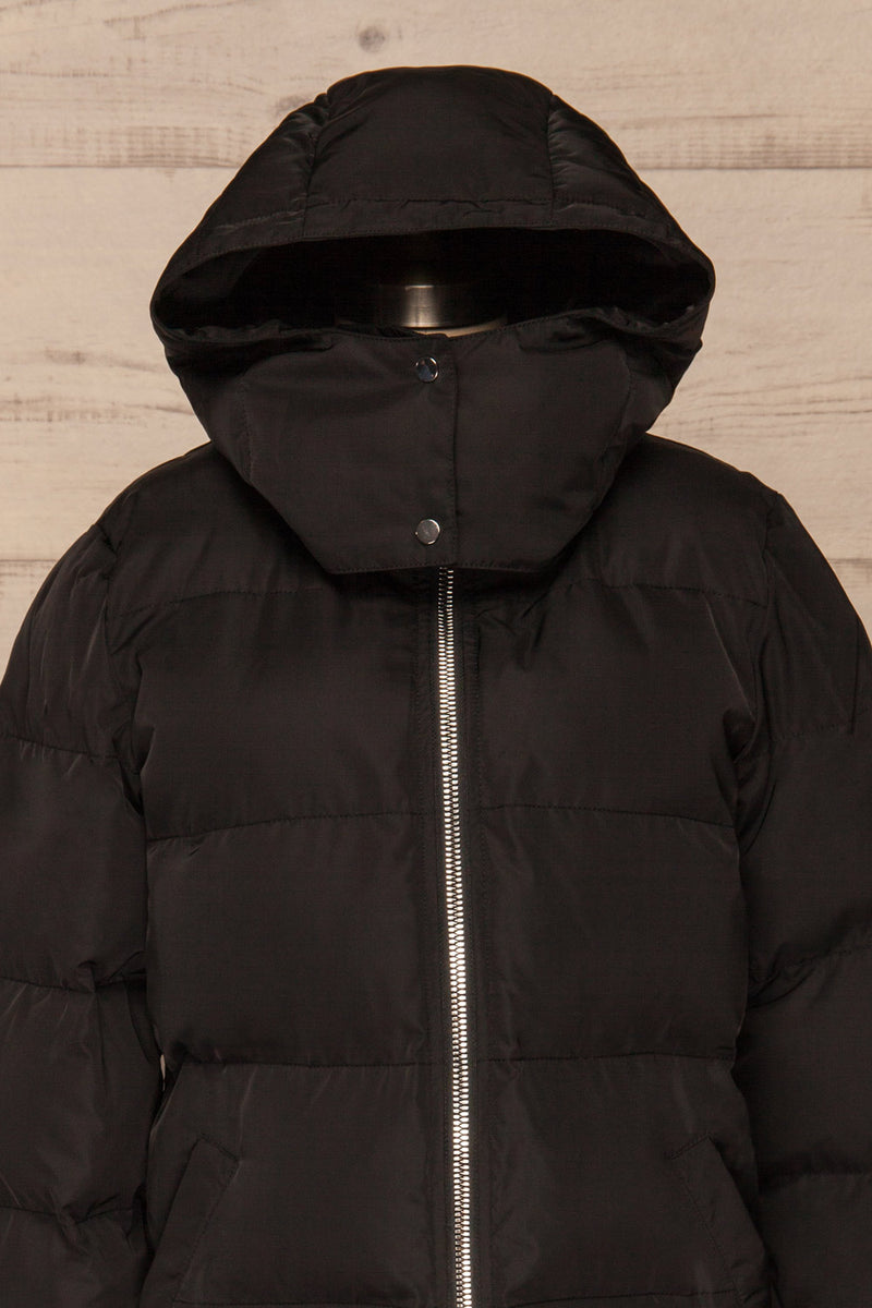 Giada Black Hooded Quilted Parka | La Petite Garçonne