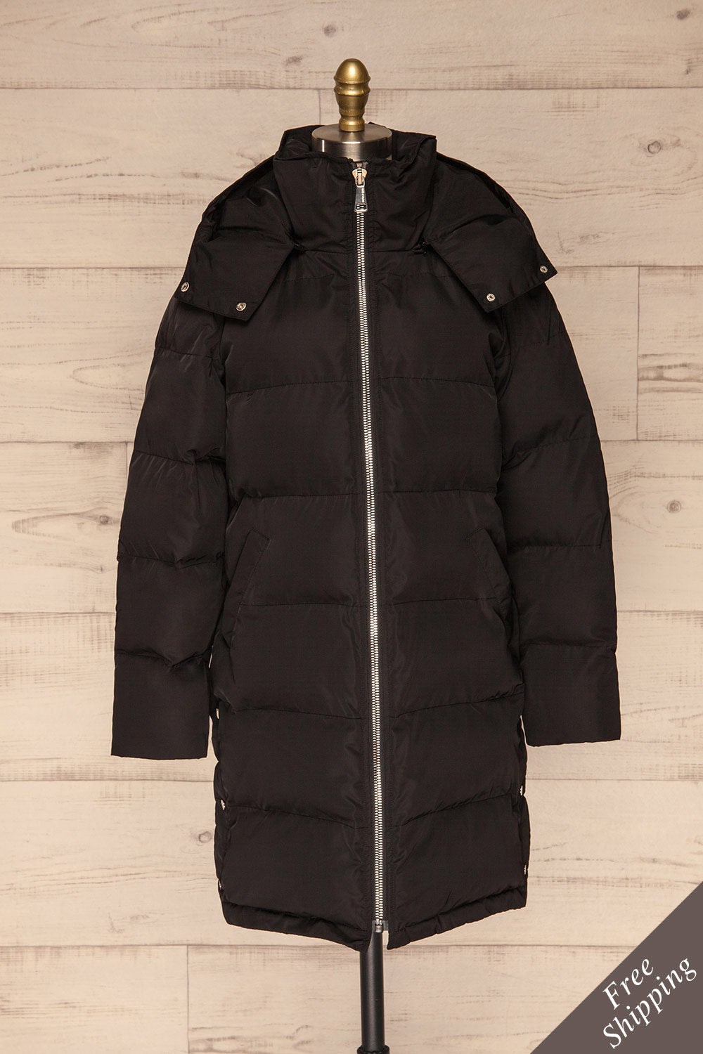 Giada Black Hooded Quilted Parka | La Petite Garçonne