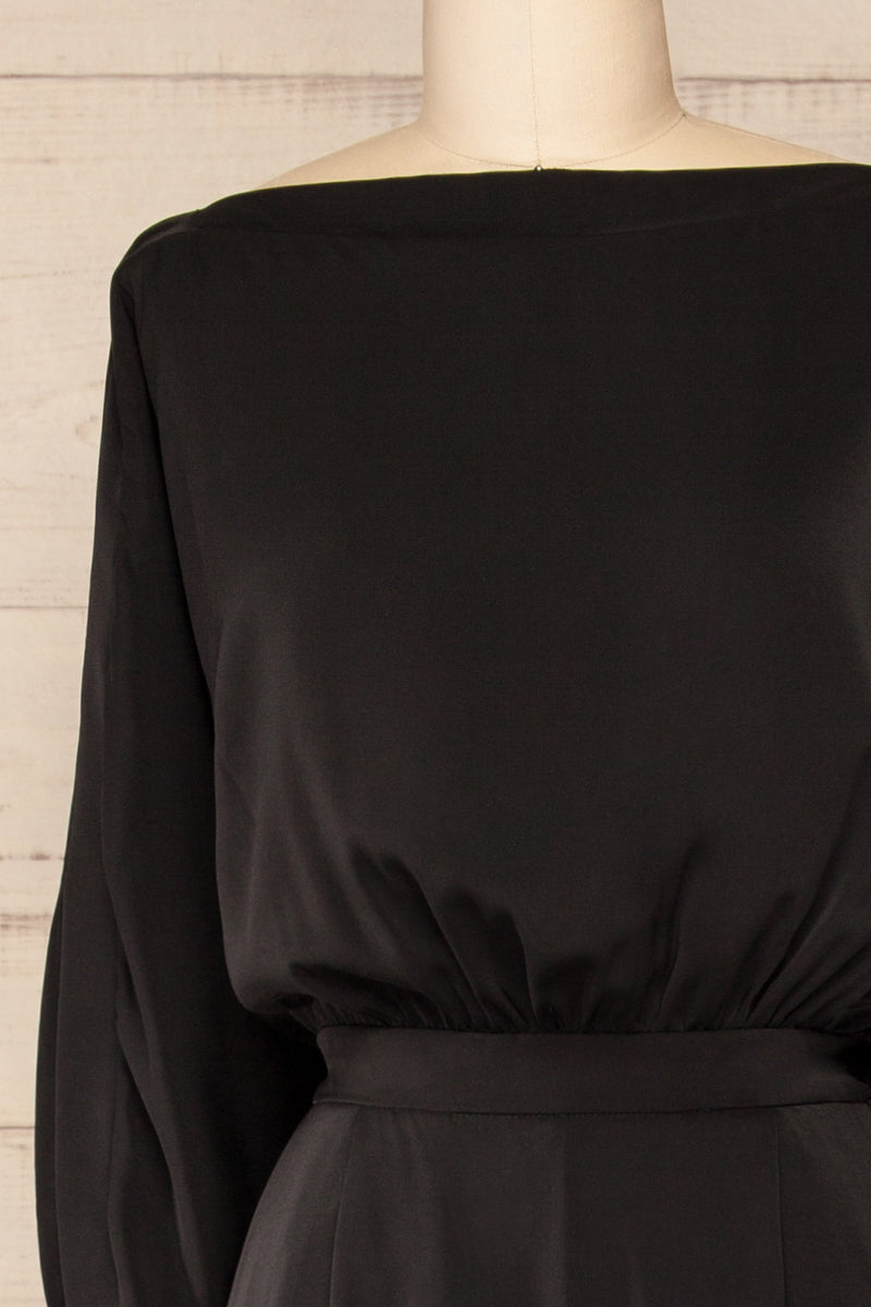 Hanrine Black Boat Neckline Jumpsuit w/ Pockets | La petite garçonne