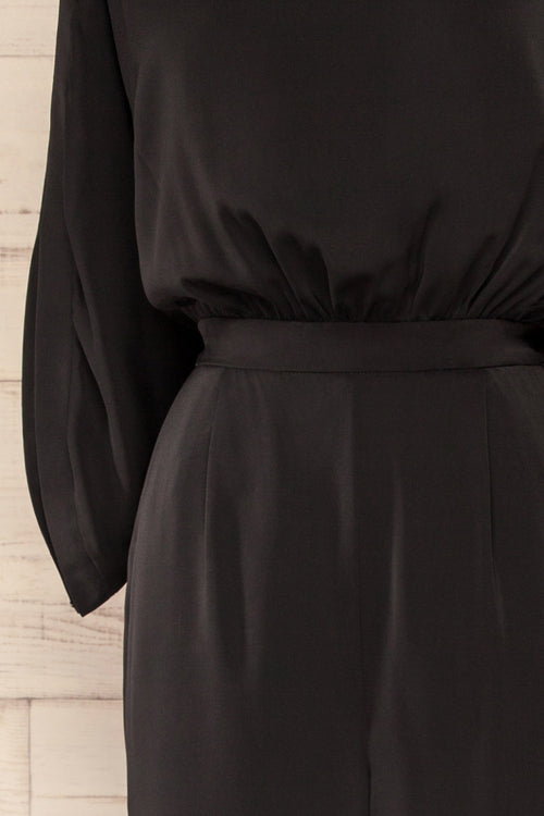 Hanrine Black Boat Neckline Jumpsuit w/ Pockets | La petite garçonne