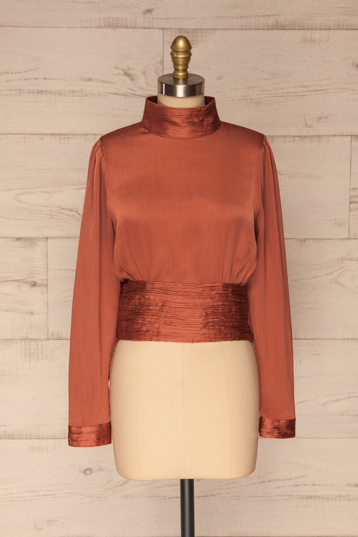 Kiell Clay Pink Open Back Silky Blouse | La petite garçonne