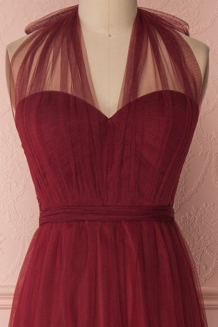 Linaya Deep Red Burgundy Draped Bustier Empire Gown | Boudoir 1861