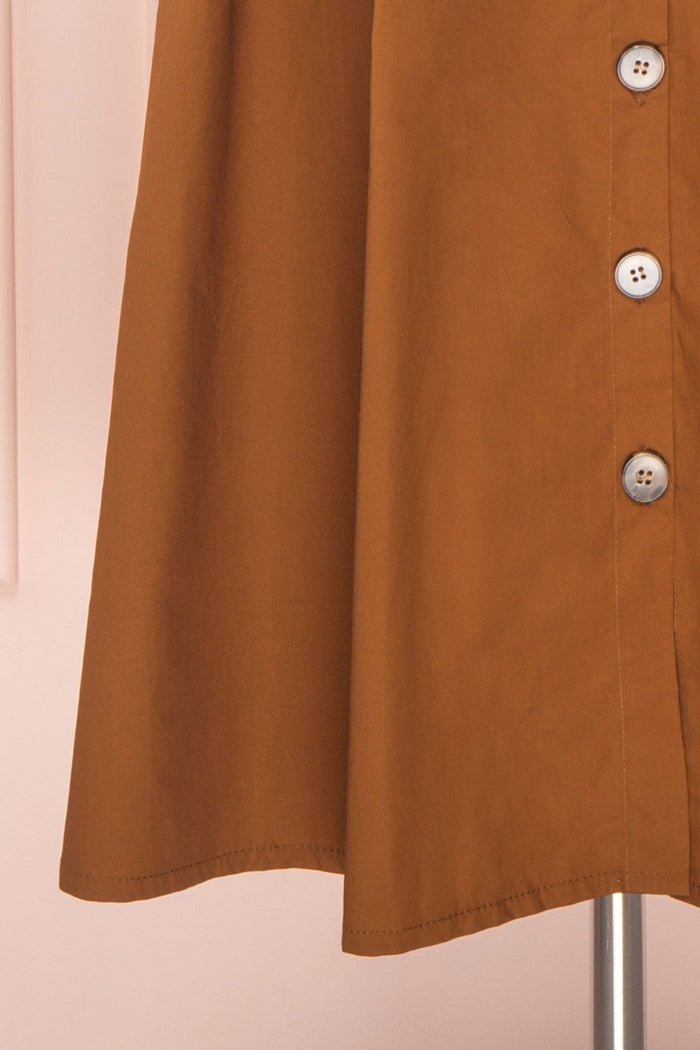 Linor Brown Button-Up High Waisted Skirt | Boutique 1861