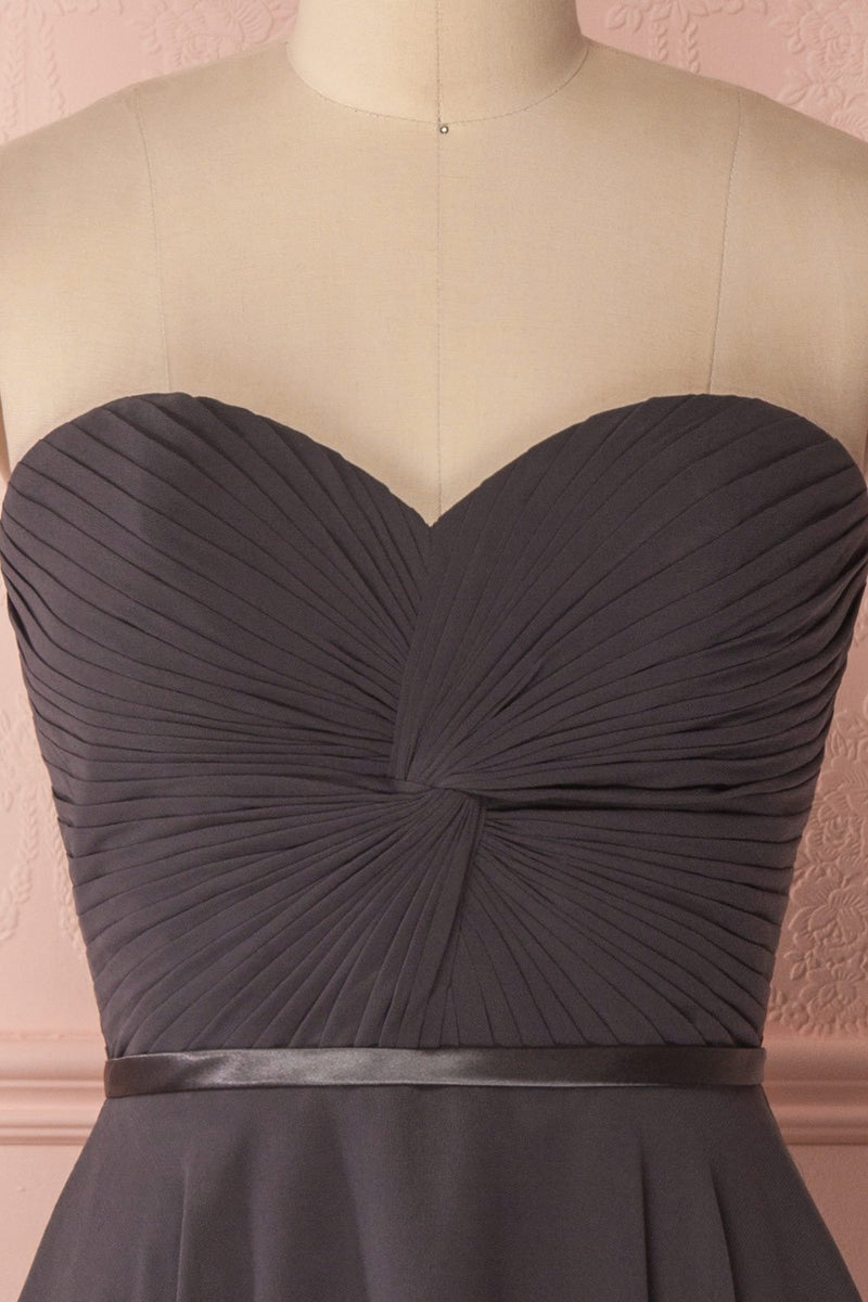 Maliha Charcoal Bustier A-Line Prom Dress | Boudoir 1861