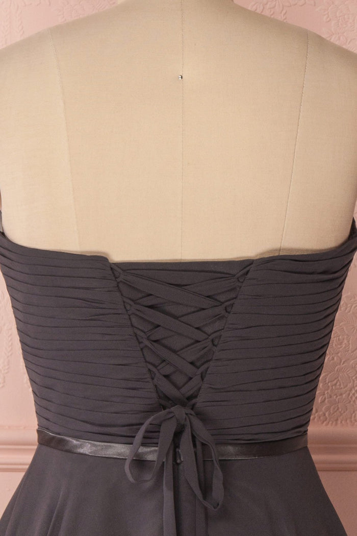 Maliha Charcoal Bustier A-Line Prom Dress | Boudoir 1861