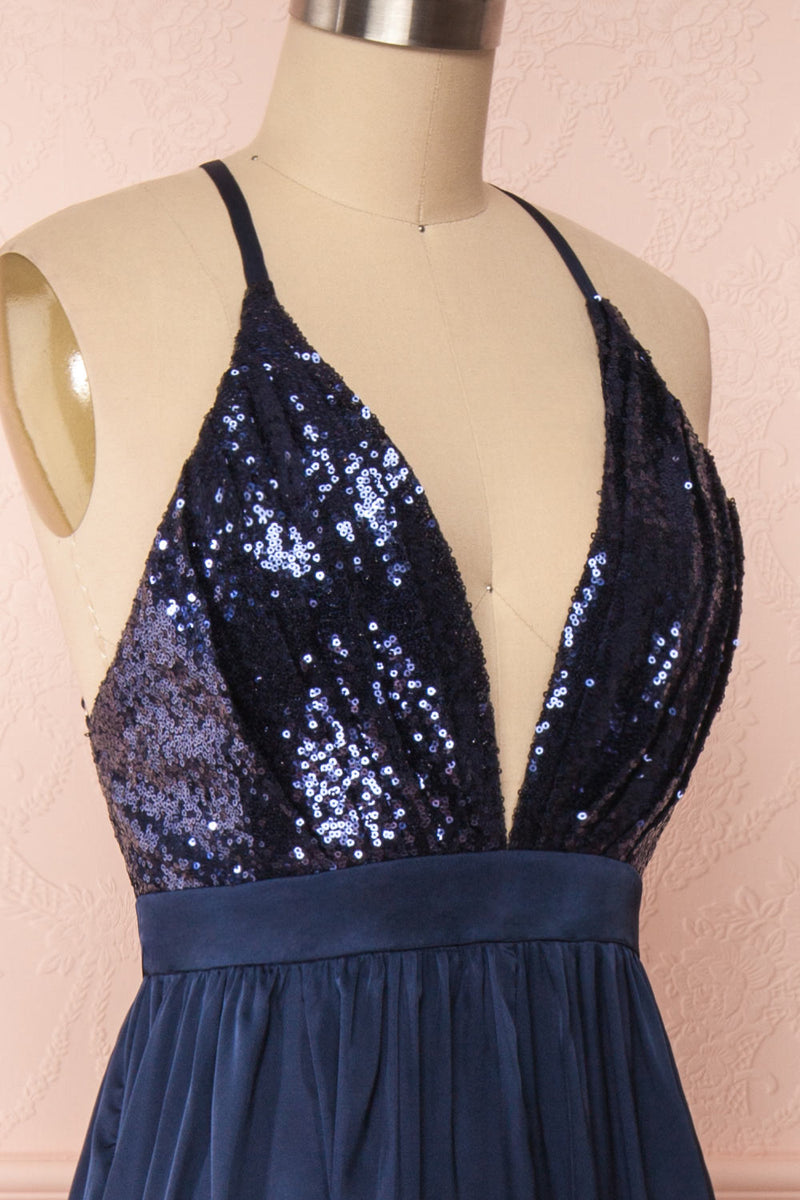 Mana Navy Blue Maxi Dress w/ Sequins | Boutique 1861