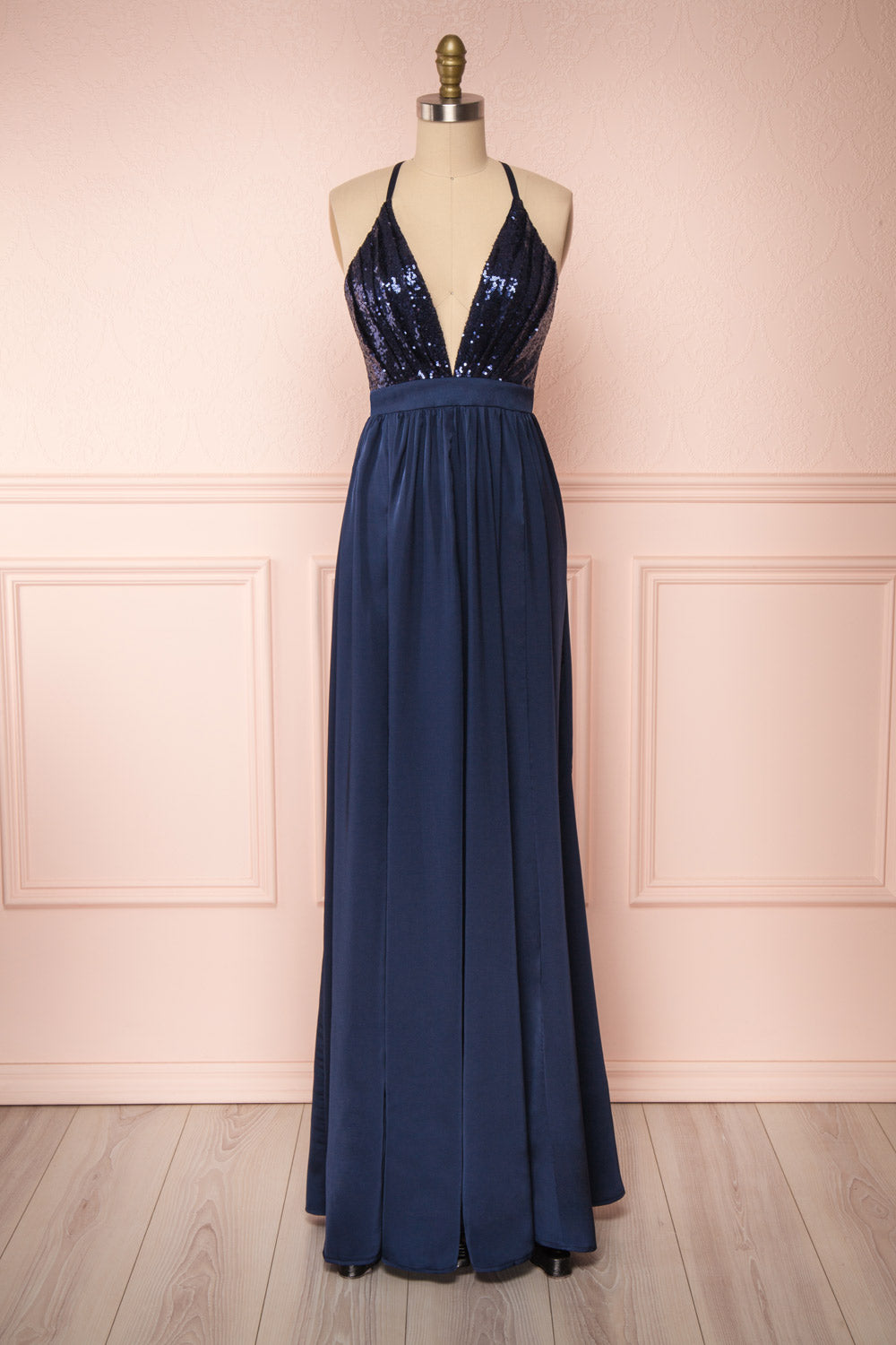 Mana Navy Blue Maxi Dress w/ Sequins | Boutique 1861