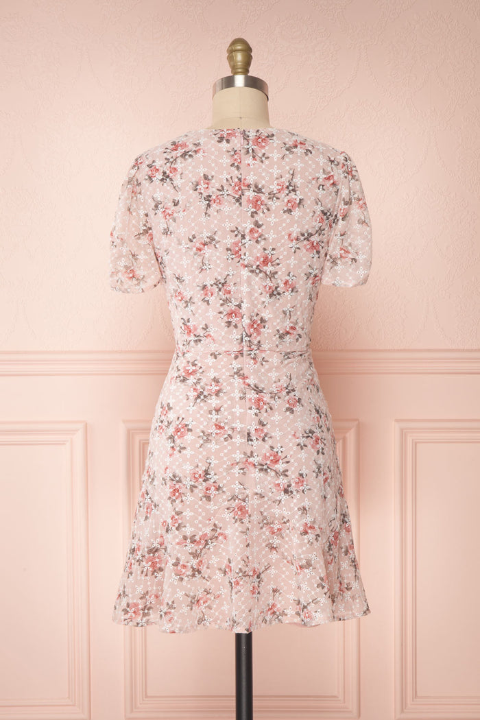 Mardoll Lilac Floral V-Neck Short Dress | Boutique 1861