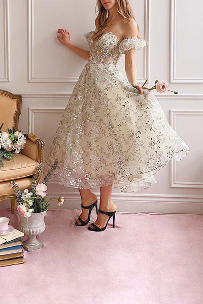 Melwyn Embroidered White Midi Dress | Boutique 1861