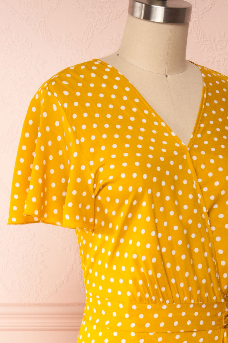 Millicent Yellow & White Polka Dot Dress | Boutique 1861