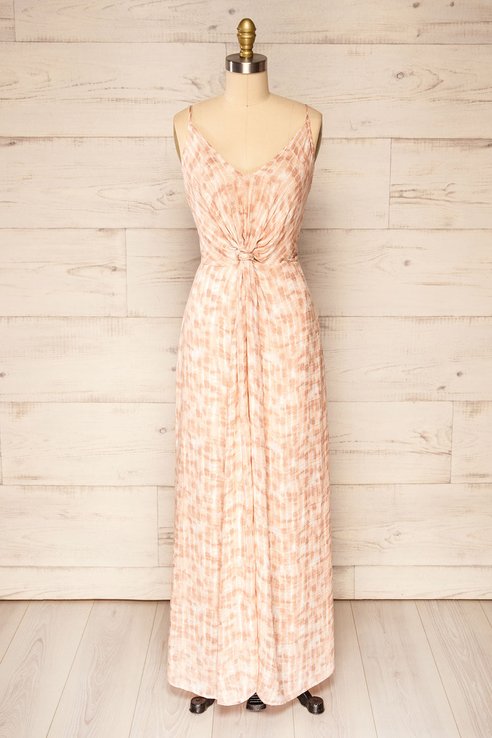 Pecs Peach Tie-Dye Knotted Maxi Dress w/ Slit | La petite garçonne