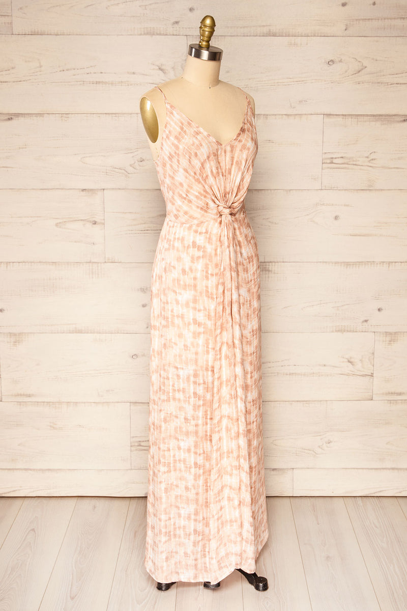 Pecs Peach Tie-Dye Knotted Maxi Dress w/ Slit | La petite garçonne