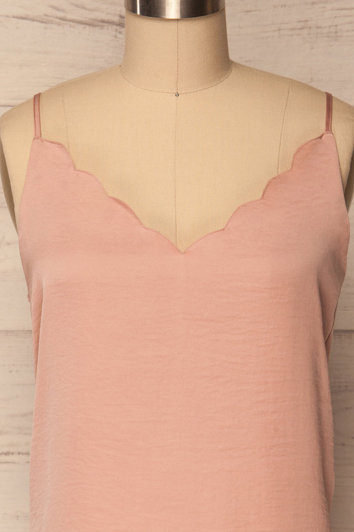 Revel Pink Silky Scalloped Camisole | La Petite Garçonne