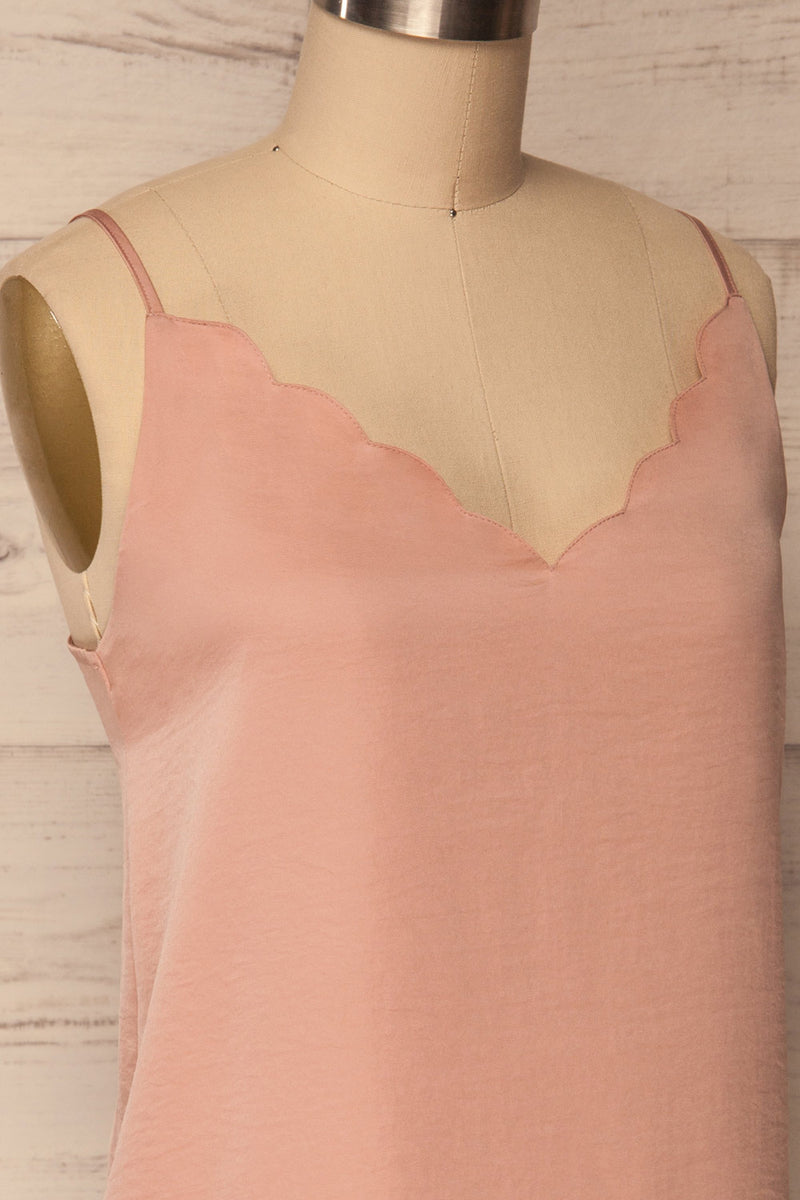 Revel Pink Silky Scalloped Camisole | La Petite Garçonne