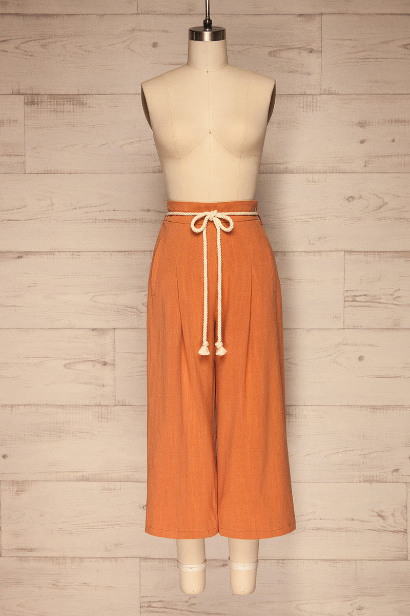 Rotello Orange High-Waisted Cropped Pants | La petite garçonne