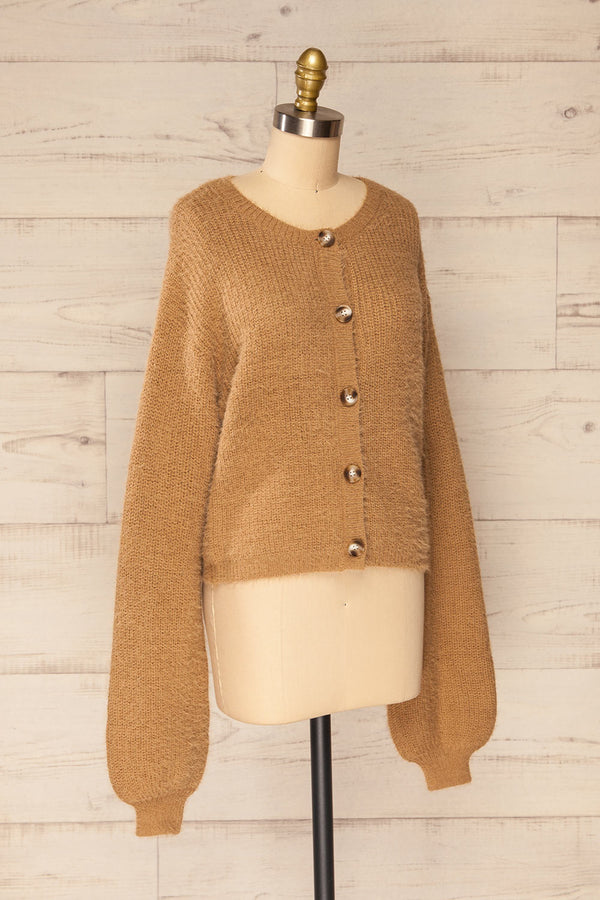 Set Ajka Camel Fuzzy Cardigan & Cami Set | La petite garçonne