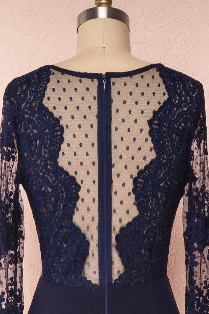 Shimi Navy Blue Floral Embroidered Prom Dress | Boudoir 1861