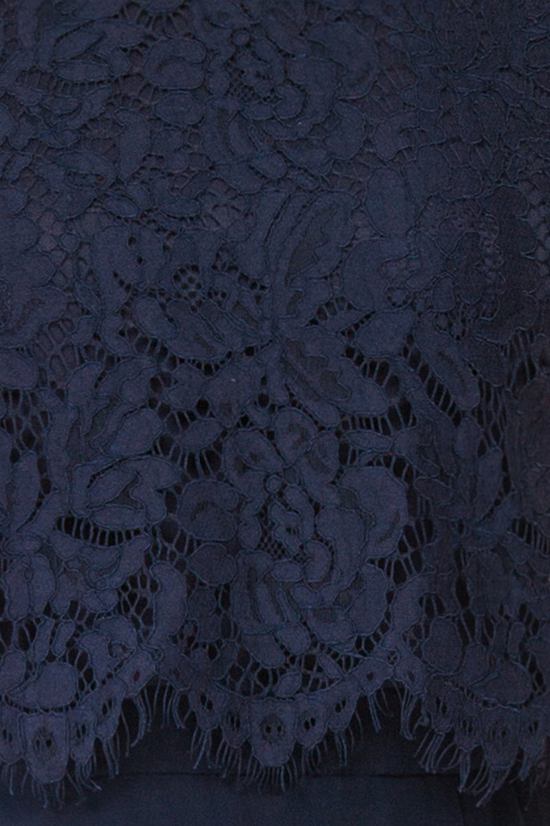 Timothea Navy Blue Maxi Dress w/ Lace Top | Boutique 1861