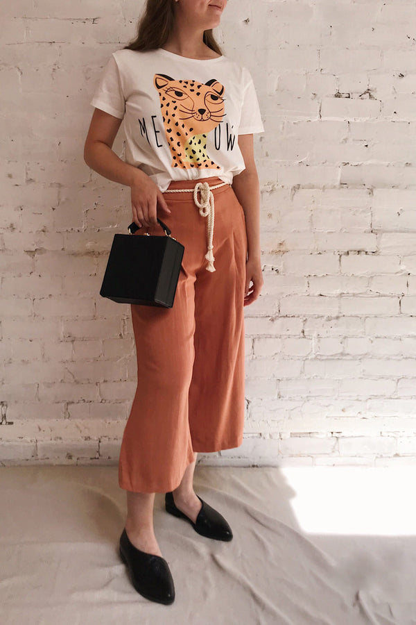 Rotello Orange High-Waisted Cropped Pants | La petite garçonne