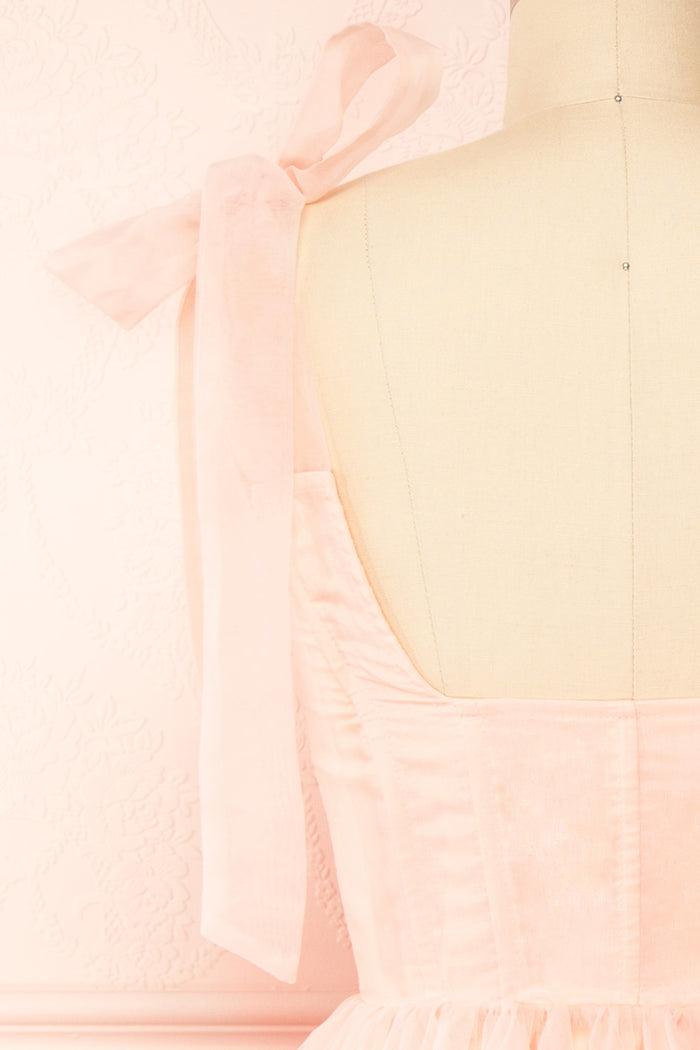 Abigail Tiered Pink Tulle Midi Dress | Boutique 1861