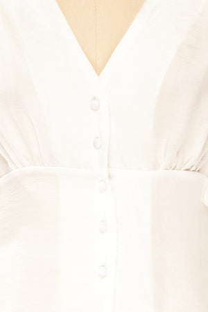 Abru White 3/4 Sleeve Cropped Blouse | La petite garçonne