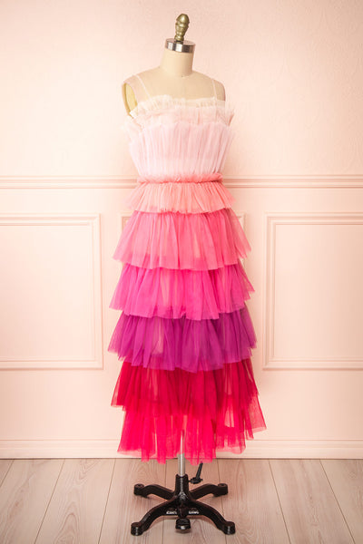 Audee Pink Layered Tulle Midi Dress | Boutique 1861
