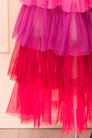 Audee Pink Layered Tulle Midi Dress | Boutique 1861