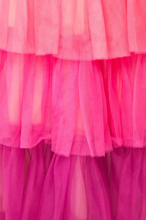 Audee Pink Layered Tulle Midi Dress | Boutique 1861