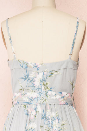 Baluke Grey Floral Belted Wide Leg Jumpsuit | Boutique 1861