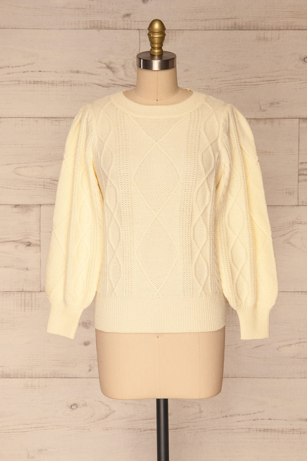 Barb Ivory Braided Knit Sweater | La petite garçonne