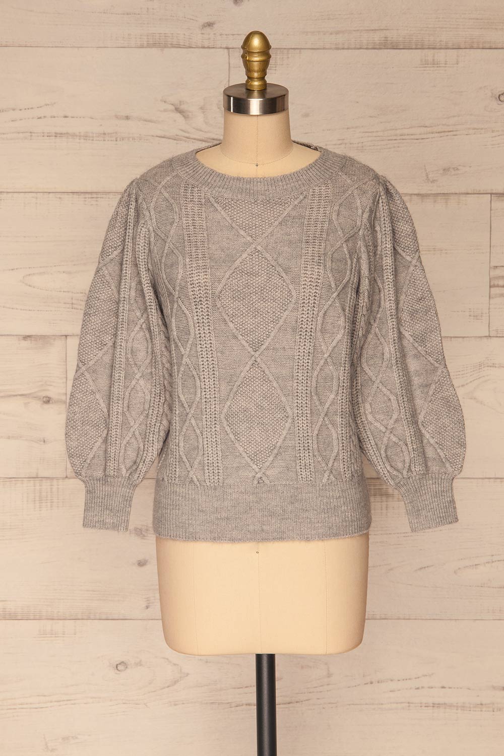 Barb Light Grey Braided Knit Sweater | La petite garçonne