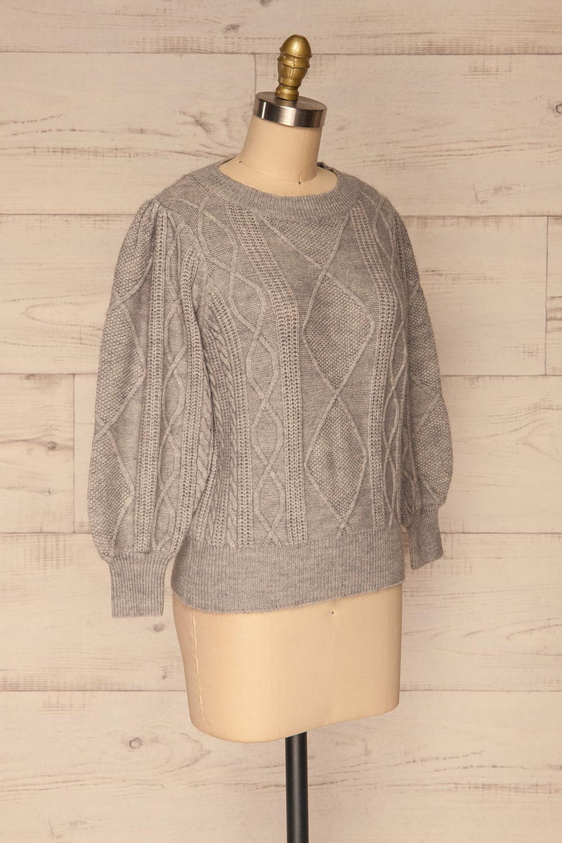 Barb Light Grey Braided Knit Sweater | La petite garçonne