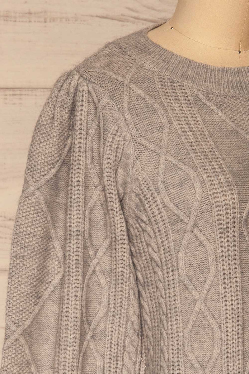 Barb Light Grey Braided Knit Sweater | La petite garçonne